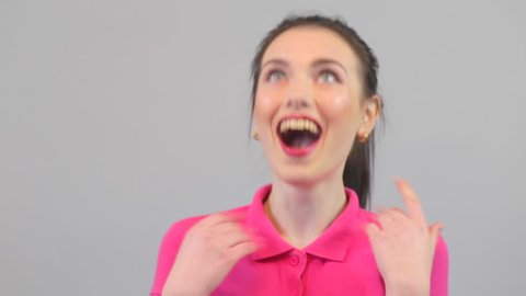 Attractive Young Woman Ecstatic Face Expressions Stock Footage Video ...