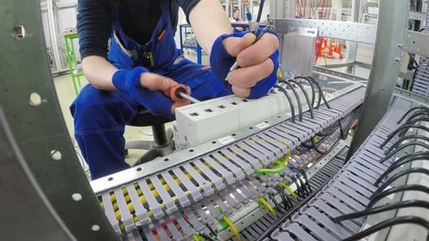 Electrician Making Electrical Shield Modern Factory Stock Footage Video ...