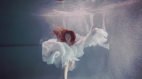 Young Woman Long Red Hair Swimming Stock Footage Video (100% Royalty ...