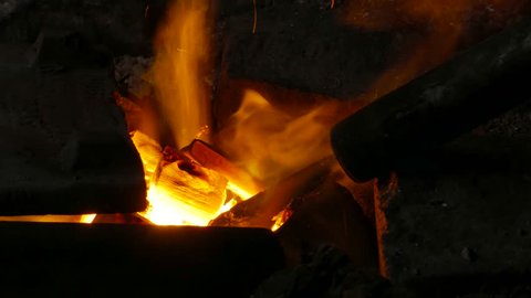 old fashioned blacksmith forge metal forging Stock Footage Video (100% ...