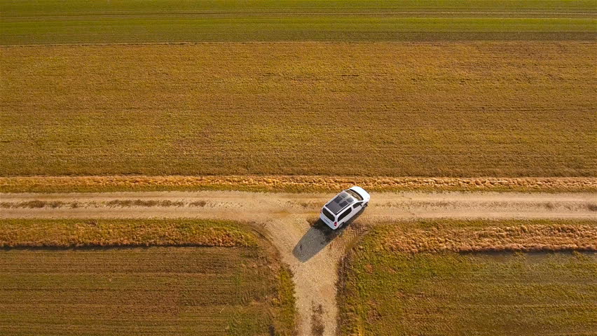 Aerial View Car Change Direction While Stock Footage Video (100% ...