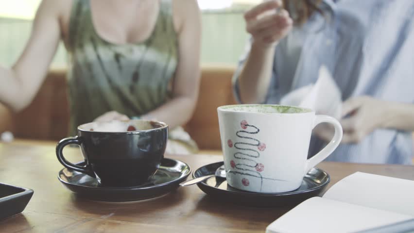 Two Woman Friends Sharing Coffee Stock Footage Video (100% Royalty-free ...