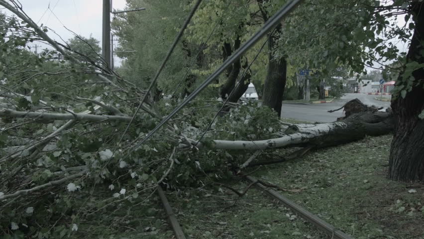 storm caused severe damage electric poles Stock Footage Video (100% ...