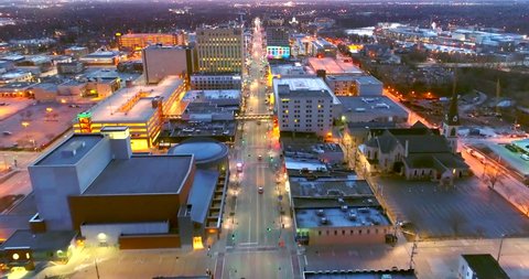 Stunning Twilight Aerial View Downtown Appleton Stock Footage Video ...