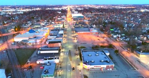 Stunning Twilight Aerial View Downtown Appleton Stock Footage Video ...