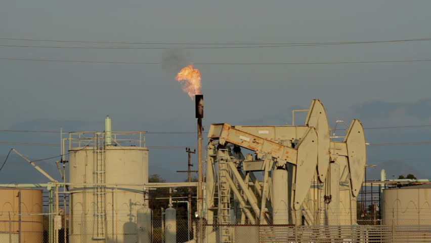 Oil Refinery Station Burning Off Stock Footage Video (100% Royalty-free ...