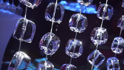 Ice Cubes Dripping Water Hanging Strings Stock Footage Video (100% ...