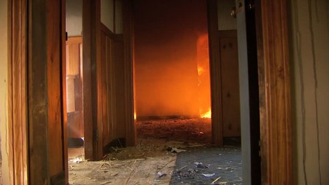 Inside House On Fire Flames Smoke Stock Footage Video (100% Royalty ...
