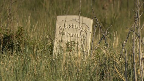 Native American Headstone Little Bighorn Battlefield Stock Footage ...