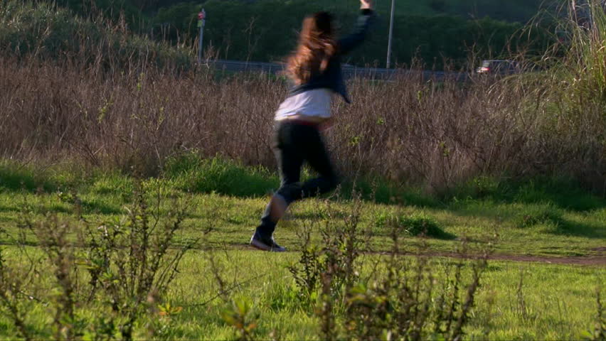Girl Running Towards to Somebody, Stock Footage Video (100% Royalty ...