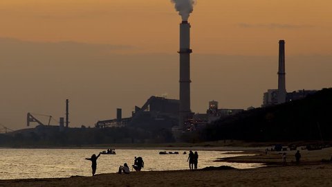 Pollution Rising Steel Mill Smoke Stacks Stock Footage Video (100% ...