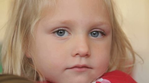Little Girl Staring Camera Smiling Stock Footage Video (100% Royalty ...