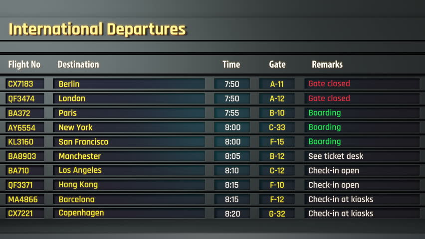 Flight Information Displayed On Airport Stock Footage Video (100% ...
