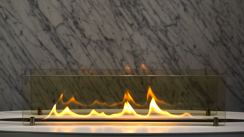 modern burning interior fireplace marble stone Stock Footage Video (100 ...