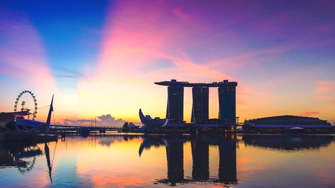 4k Time Lapse Singapore City Silhouettes Stock Footage Video (100% ...
