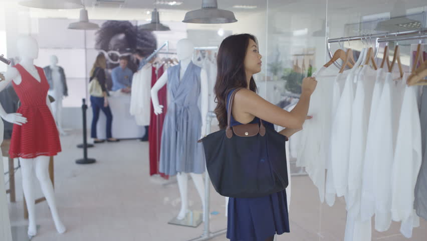 4k Beautiful Female Customer Shopping Stock Footage Video (100% Royalty ...
