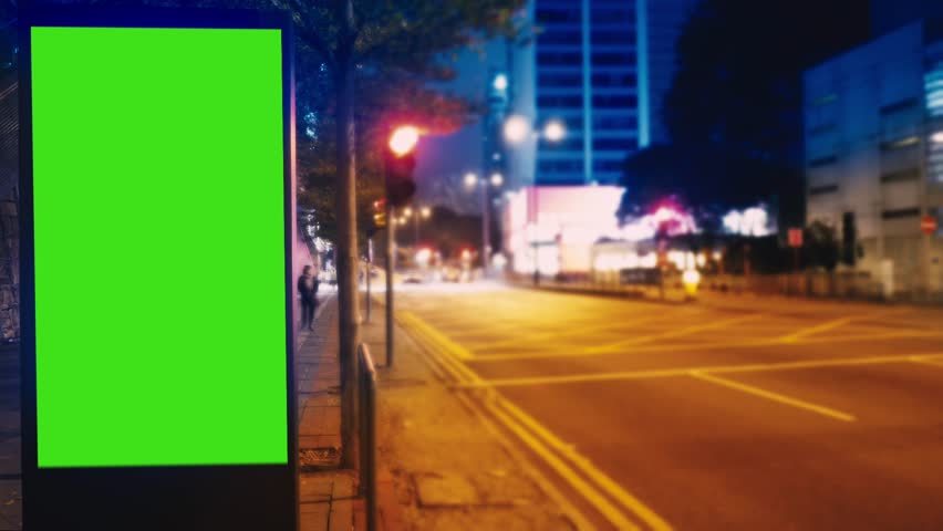 billboard green screen on evening streets Stock Footage Video (100% ...
