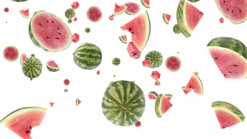 Watermelons Falling Down On White Stock Footage Video (100% Royalty ...