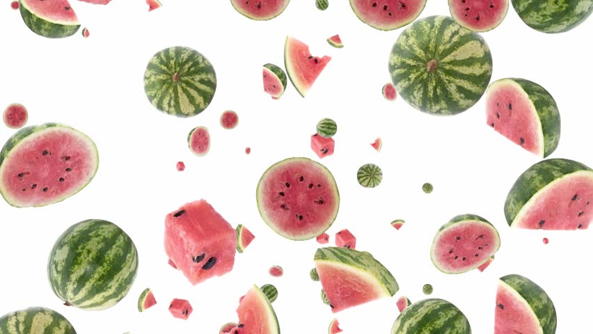 Watermelons Falling Down On White Stock Footage Video (100% Royalty ...