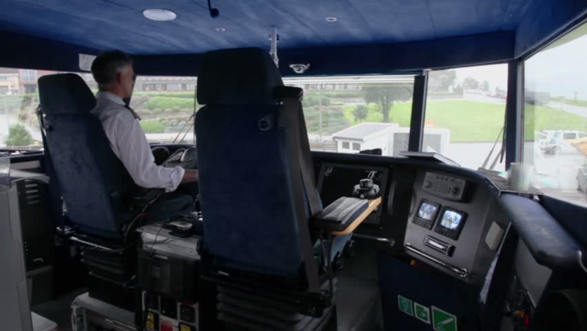 driver sits chair cabin equipment view Stock Footage Video (100% ...