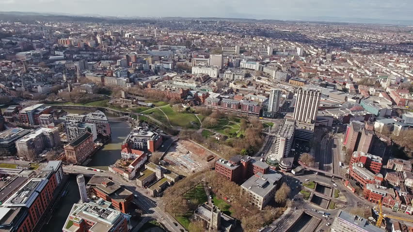 Aerial View of Bristol City Stock Footage Video (100% Royalty-free ...