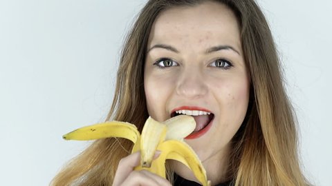Woman with beautiful lips eating banana Stock Video Footage - 4K and HD ...