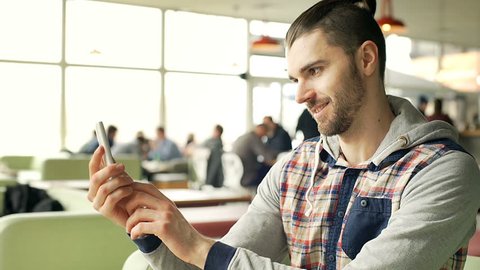 Handsome Man Mud Bun Doing Selfies Stock Footage Video (100% Royalty ...