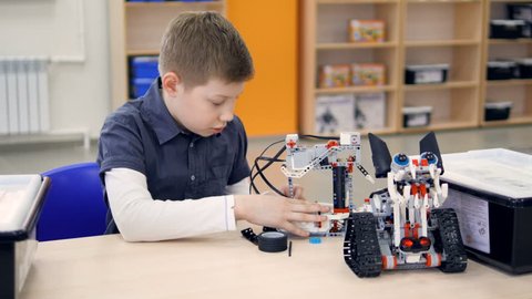 Portrait Shot Nice Blonde Boy Screwdriver Stock Footage Video (100% ...