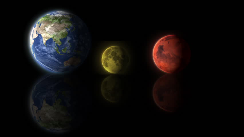 earth moon mars rotating around own Stock Footage Video (100% Royalty ...