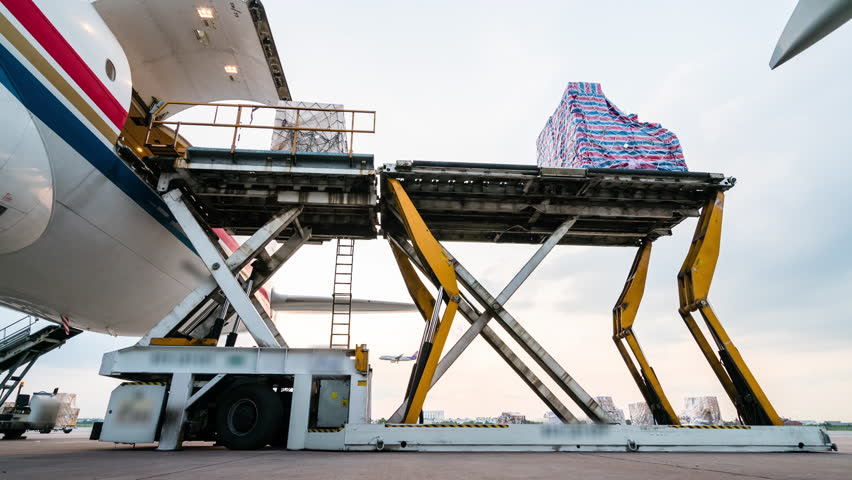 Unload Cargo for Air Freight Stock Footage Video (100% Royalty-free ...