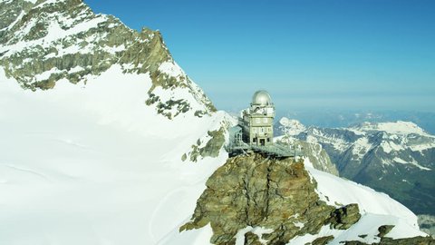 Aerial Swiss Jungfraujoch Sphinx Observatory Mountain Stock Footage ...