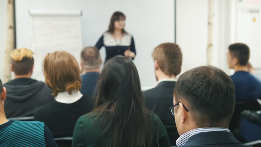 audience listens lecturer conference hall Stock Footage Video (100% ...