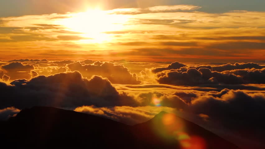 bright sunrise above mountains clouds Stock Footage Video (100% Royalty ...