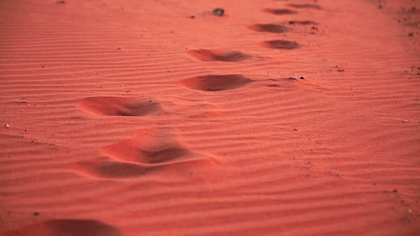 Footprints On the Red Sand Stock Footage Video (100% Royalty-free ...
