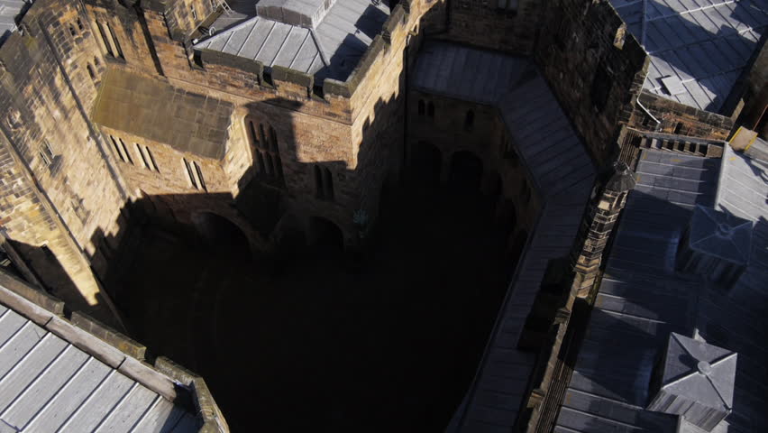 High Angle Alnwick Castle, Aerial Stock Footage Video (100% Royalty ...