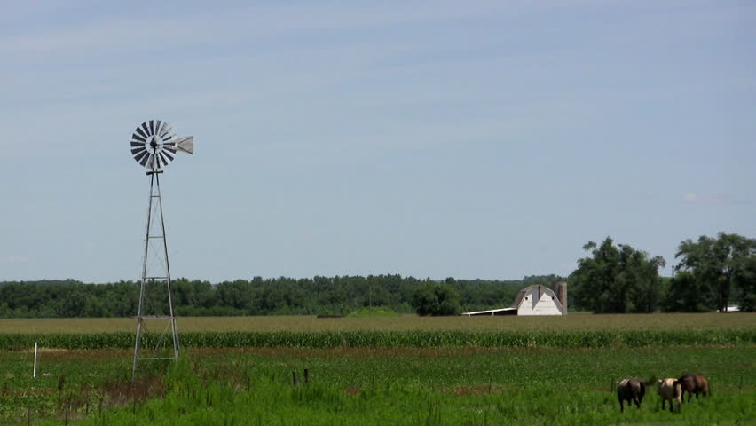 Windmill On a Farm with Stock Footage Video (100% Royalty-free) 2576234 ...