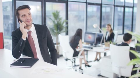 4k Businessman Gets Good News Phone Stock Footage Video (100% Royalty ...