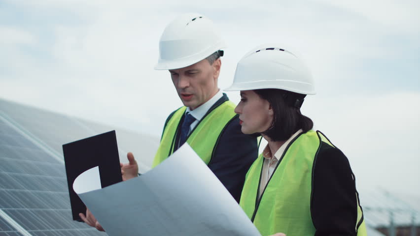 The Engineer Supervisors Standing with Stock Footage Video (100% ...