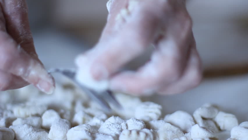 female chef's hands make potato nyoki Stock Footage Video (100% Royalty ...