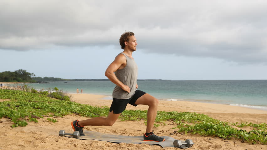 Lunges Exercise - Fitness Man Stock Footage Video (100% Royalty-free ...