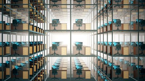 Cubicles Chairs Computers Office Loop Animation Stock Footage Video ...
