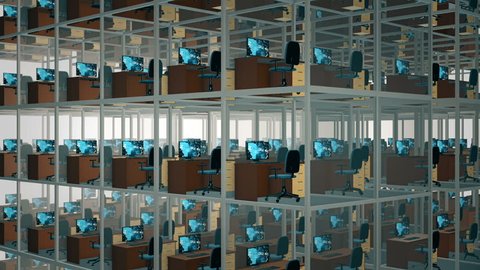 Cubicles Chairs Computers Office Loop Animation Stock Footage Video ...