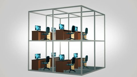 Cubicles Chairs Computers Office Loop Animation Stock Footage Video ...