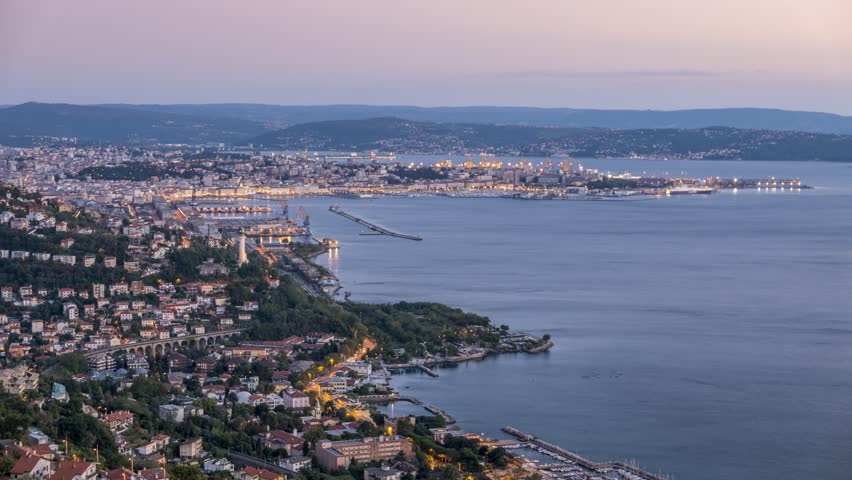 trieste italy aerial panorama cityscape transition Stock Footage Video ...