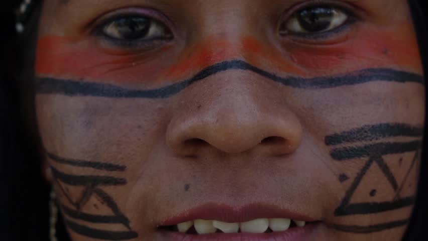 Closeup Face of Native Brazilian Arkivvideomateriale (100 % ...