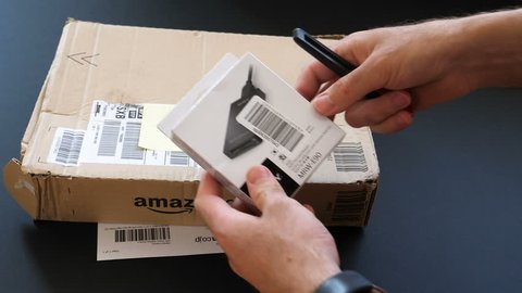 Hands Scanning Barcode On Delivery Parcel Stock Photo 1948278550 ...