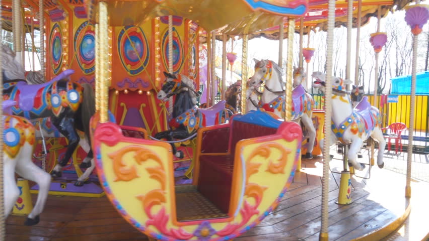 close interior view inside moving carousel Stock Footage Video (100% ...