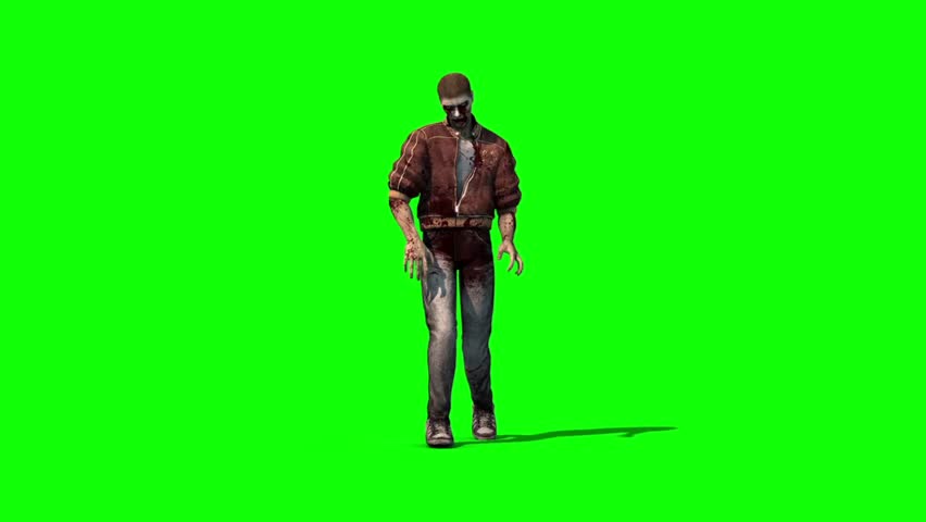 Zombie Walking Front Green Screen Arkivvideomateriale (100 % ...