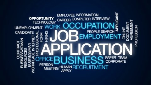 Job Application Animated Word Cloud Text Stock Footage Video (100% ...