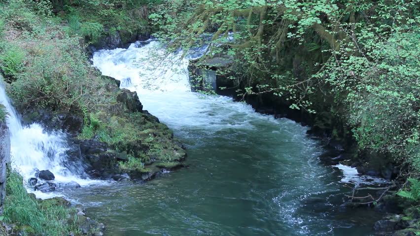 water falling down hill into rapidly Stock Footage Video (100% Royalty ...